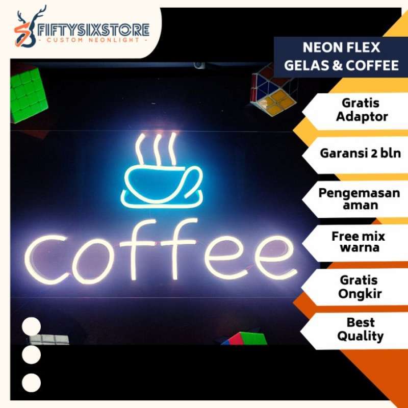 Jual Lampu Hias Dekorasi Neon Flex Custom Gelas Kopi + Huruf ...