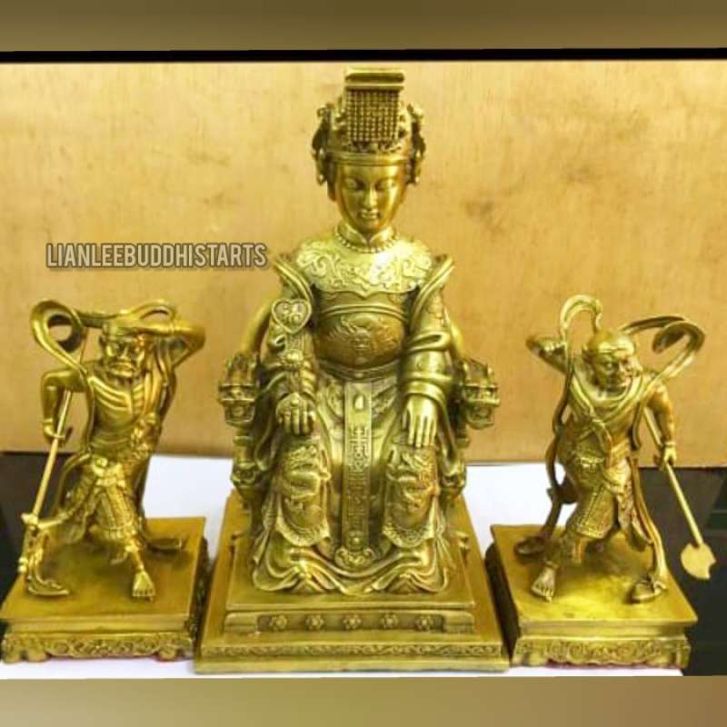 Promo patung Dewi Mazu Maco PO Tian san seng mu dan pengawal logam ...