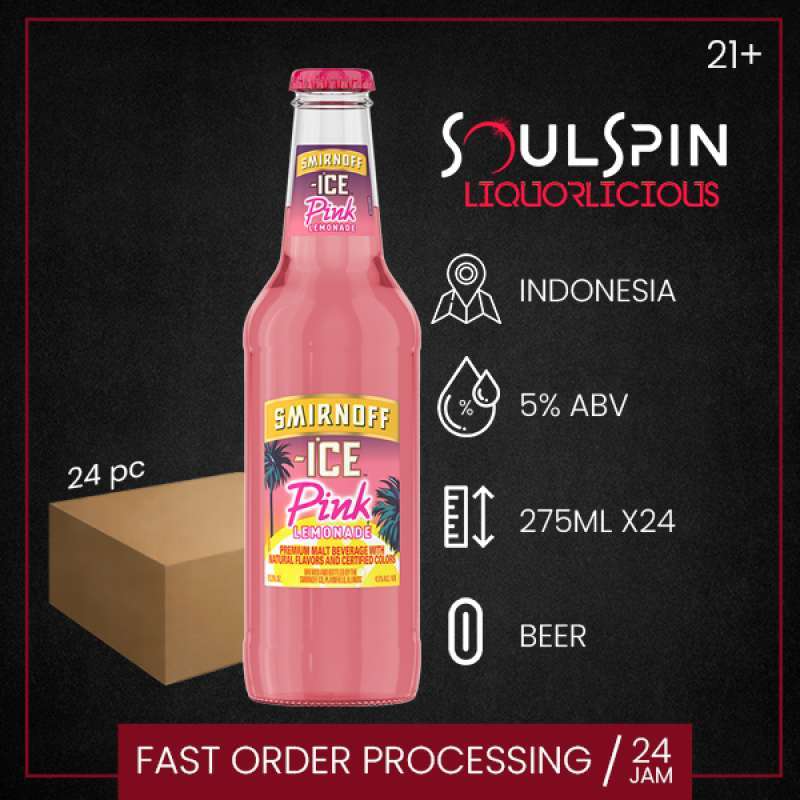 Jual Smirnoff Ice Pink Lemonade 275ml [ dus isi 24 botol ] di Seller ...