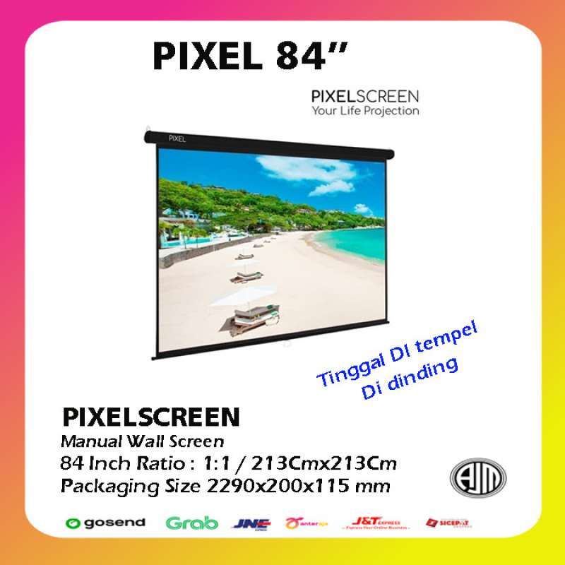 Promo Screen Projector 84 Manual PIXEL / Layar Proyektor 84 Gantung ...