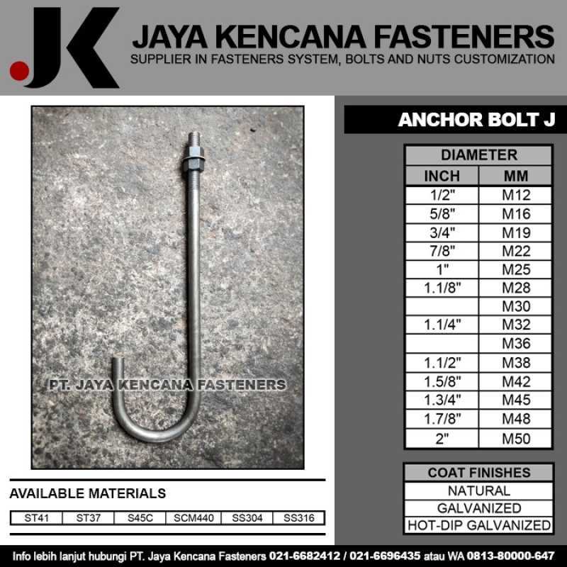 Promo Anchor Bolt J / Angkur, M30 X 1050 Mm - St41 Diskon 26% Di Seller Sodi Shop - Harapan Jaya ...