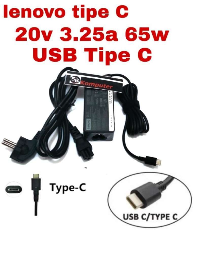 Promo 20V 3.25A 65W USB-C Type C Adaptor Charger Laptop Lenovo ThinkPad ...
