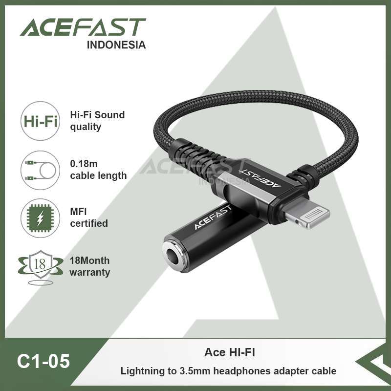 Jual Kabel Audio Adapter ACEFAST Ace HI-FI C1-05 MFI Lightning To 3.5mm ...