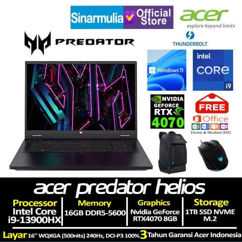 Promo Acer Predator Helios 16 I9-13900hx Rtx4070 1tb 240hz Win11+ohs ...