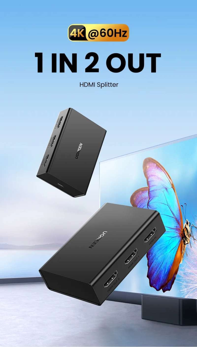 Jual Ugreen HDMI 4K 60Hz splitter 1 in 2 out simultan display-powered USB C di Seller Sunnyred ...