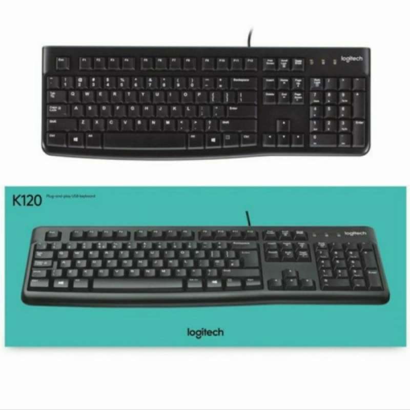 Jual Logitech K120 USB Keyboard Wired Corded Thin K 120 Komputer PC CPU ...