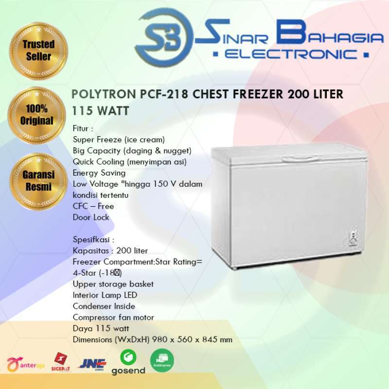 Jual POLYTRON PCF-218 CHEST FREEZER 200 LITER 115 WATT (NEW) (KHUSUS BANDUNG) di Seller Sinar ...
