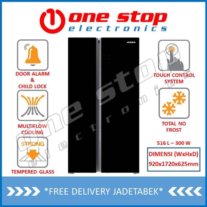 Jual [GARANSI RESMI] MODENA RF 2552 L Kulkas Side by Side Glass Door ...