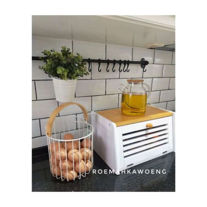 Jual wooden box / slidebox roti BREAD BOX tempat roti dengan tutup ...