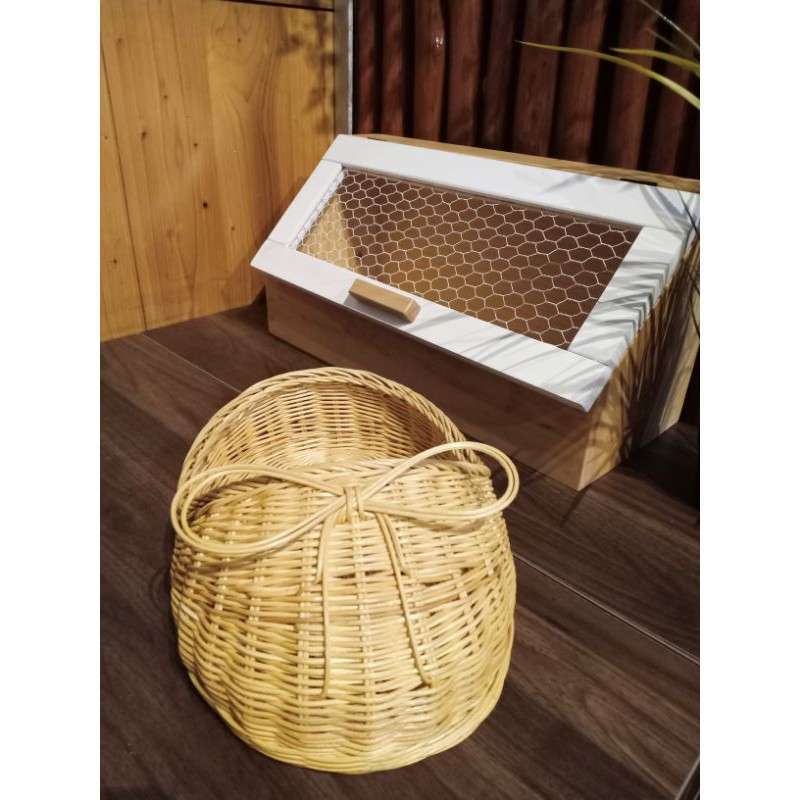 Jual wooden box / slidebox roti BREAD BOX tempat roti dengan tutup ...