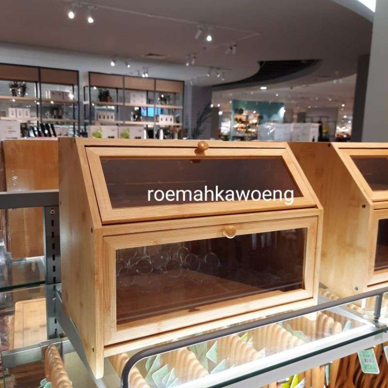 Jual wooden box / slidebox roti BREAD BOX tempat roti dengan tutup ...