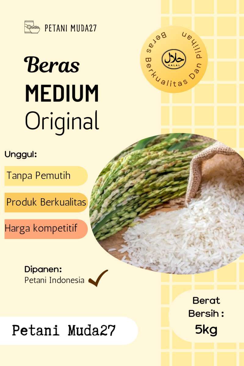 Jual Petani Muda27 Beras Medium Original 5kg/Makanan pokok/Bisa Untuk ...