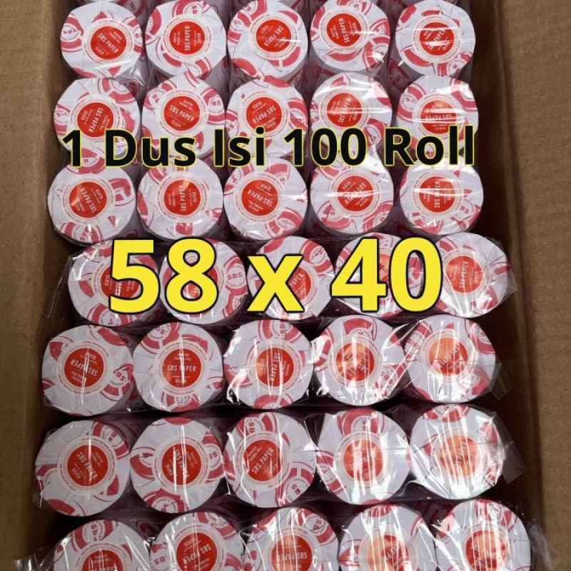 Jual 1dus ( Isi 100roll) Kertas Kasir Thermal Paper Roll 58 X 40 ...