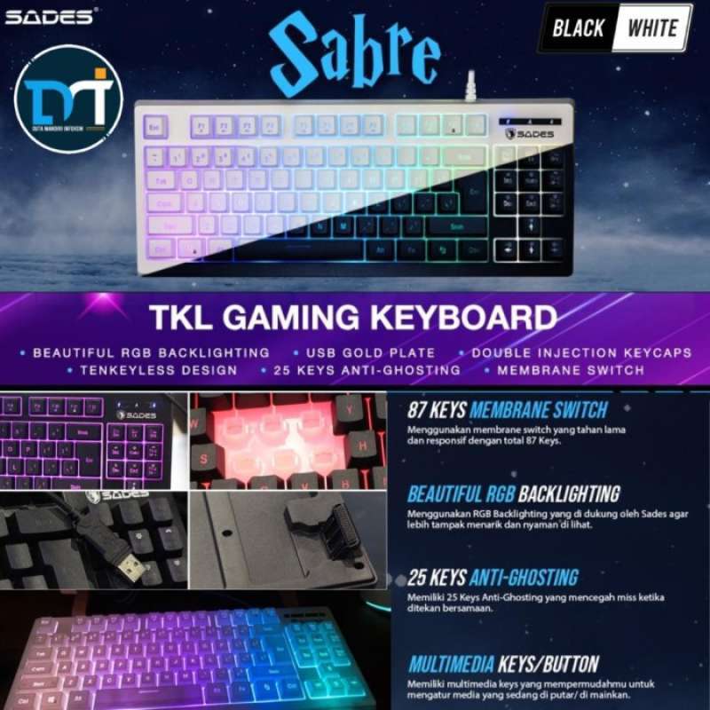 Jual Sades Sabre - Tkl Rgb Membrane Backlight Gaming Keyboard Di Seller ...