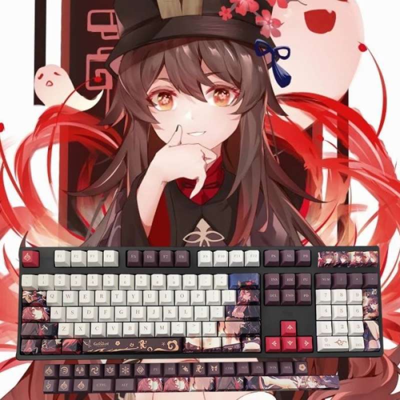 Promo keycap keycaps genshin impact 136 set profile pbt theme hutao v1 ...