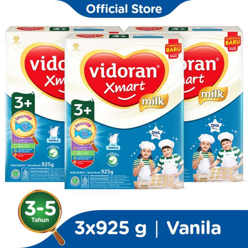 Promo Vidoran Xmart 3+ Vanilla 925Gr Susu Formula Anak 3-5 Tahun - 3 ...