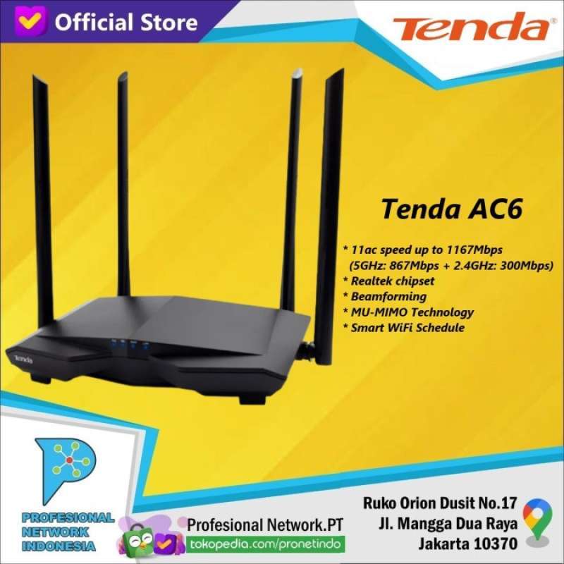 Promo TENDA AC6 AC1200 SMART DUAL-BAND Wireless Router Diskon 30% di Seller sasptr - Tegal Alur ...