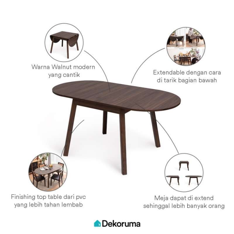 Jual Dekoruma Mashi Meja Makan Extendable Walnut - Dining Table Di ...