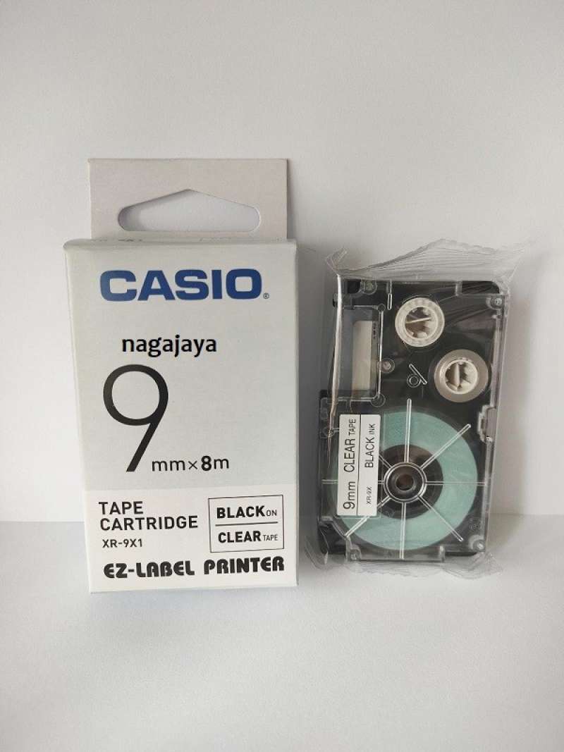 Promo Casio ez label printer tape cartridge 9mm tipe XR 9X1 warna clear ...