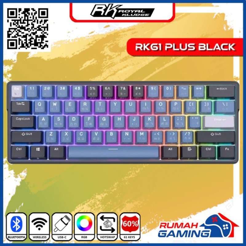 Promo Royal Kludge - Rk61 Plus - 3 Mode - Rgb - Black - Mechanical ...