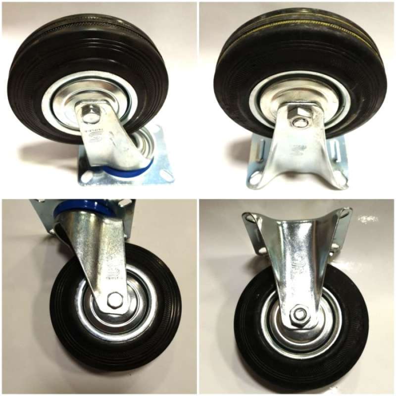 Promo Roda Gerobak Troli Karet 5 Inch (2 Hidup 2 Mati) Diskon 23% Di ...
