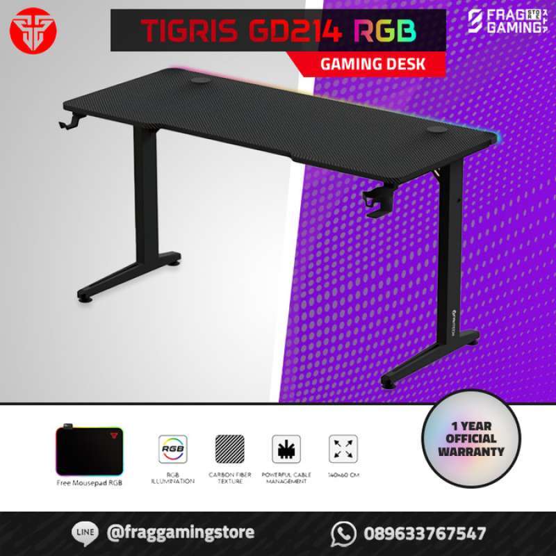 Promo Fantech Gd214 Tigris Carbon Gaming Desk Rgb Meja Kantor Gd-214 ...