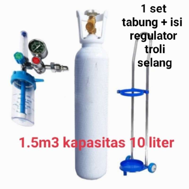 Promo Tabung Oksigen 1.5M3 Set Lengkap ( Tabung Isi, Regulator,Selang ...