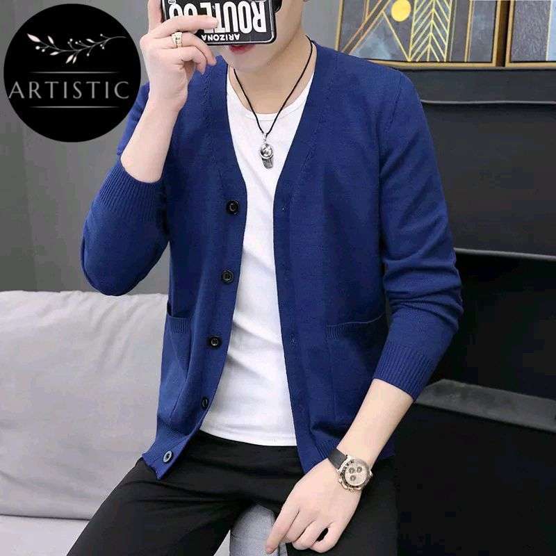 Jual Cardigan Rajut Pria Korea Polos 100 Cotton Halus Premium Di Seller ...