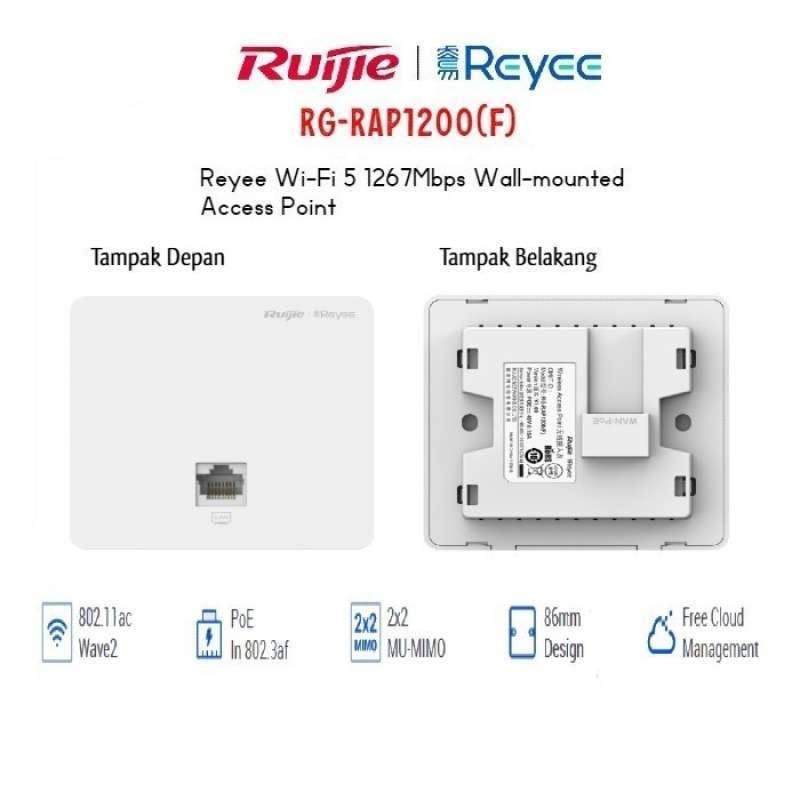 Jual RUIJIE RG-RAP1200(F) RAP1200 RAP1200F AC1300 DUAL BAND WALL-PLATE ...