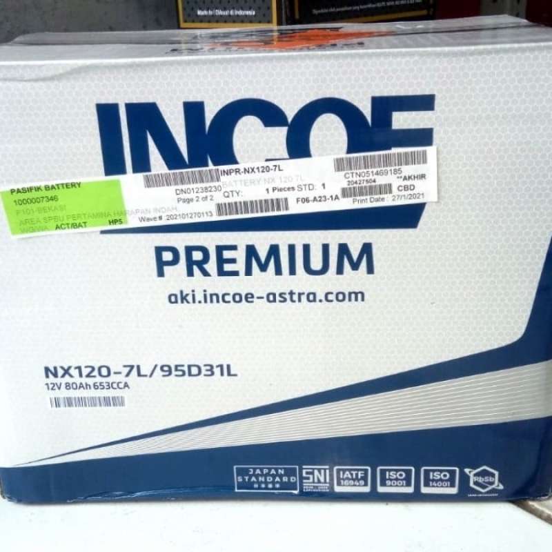 Jual Aki Accu Basah Fortuner Diesel VNT, Pajero Dakar, Incoe 95D31L 80 ...