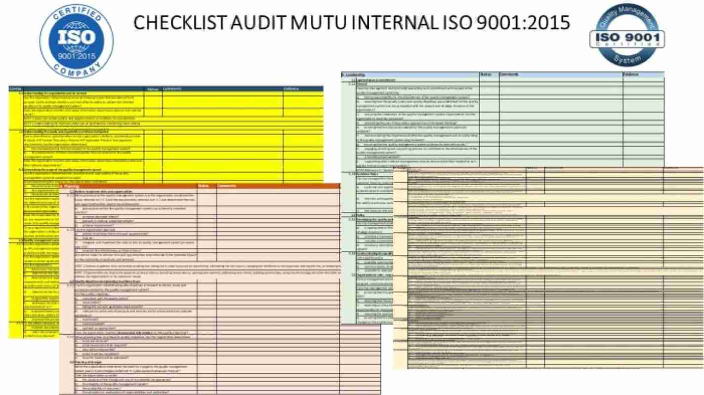 Promo Materi Check List Audit Mutu Iso 9001:2015 Quality Management ...