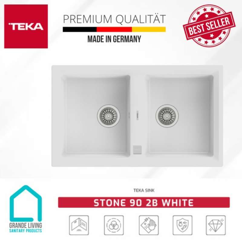 Promo TEKA Kitchen Sink Granite 2 Bowl STONE 90 2B WHITE khusus cargo ...