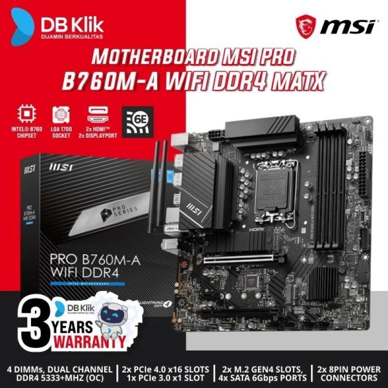 Jual Motherboard Msi Pro B760m-a Wifi Ddr4 Matx Lga1700 Hdmi Dp - B760m A Di Seller Dbklik ...