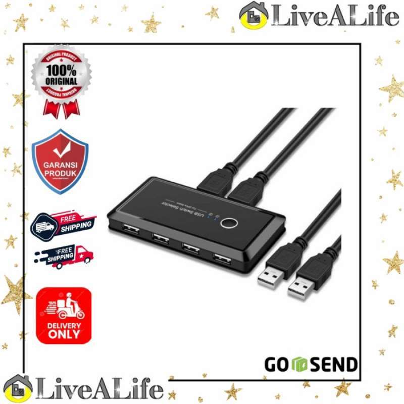 Jual USB Sharing Switch 2x4 Port KVM 2 PC USB Switch USB 2.0 di Seller ...