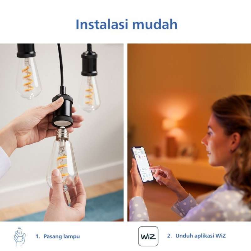 Promo Paket Philips lampu Smart Wifi LED 6.3W ST64 E27 Tunable Color Diskon 59% di Seller ...