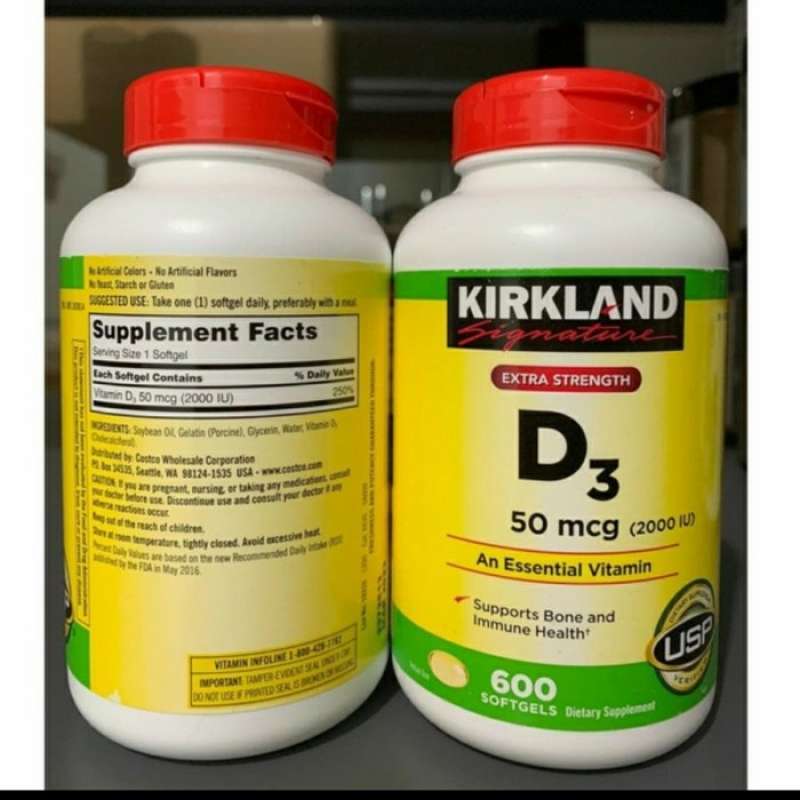 Jual Kirkland Vitamin D3 Extra Strength 2000iu isi 600 Softgels di ...
