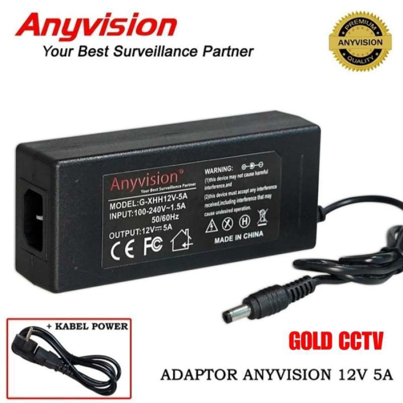 Promo Ac Dc Adapter Anyvision 12V 5A Murni Adaptor Dvr / Cctv 12V 5A ...