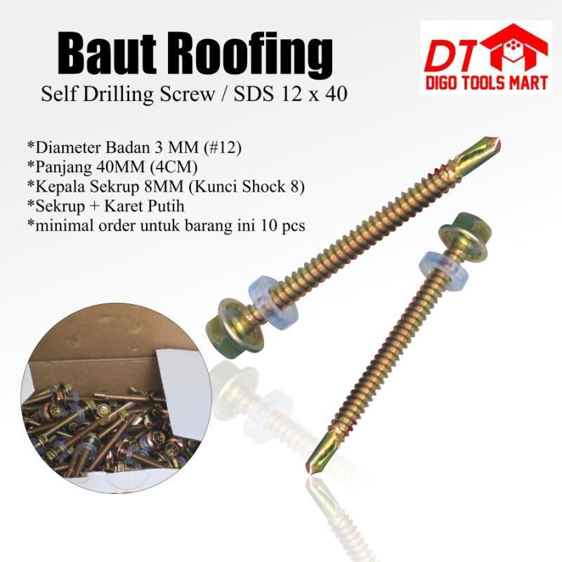 Jual Baut Ruping Screw Roofing Baut Baja Ringan 12x40 di Seller Digo ...