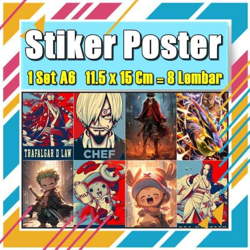 Jual Stiker Label One Piece 3 Luppy Zoro Brock Sanji Coper Nami Robin