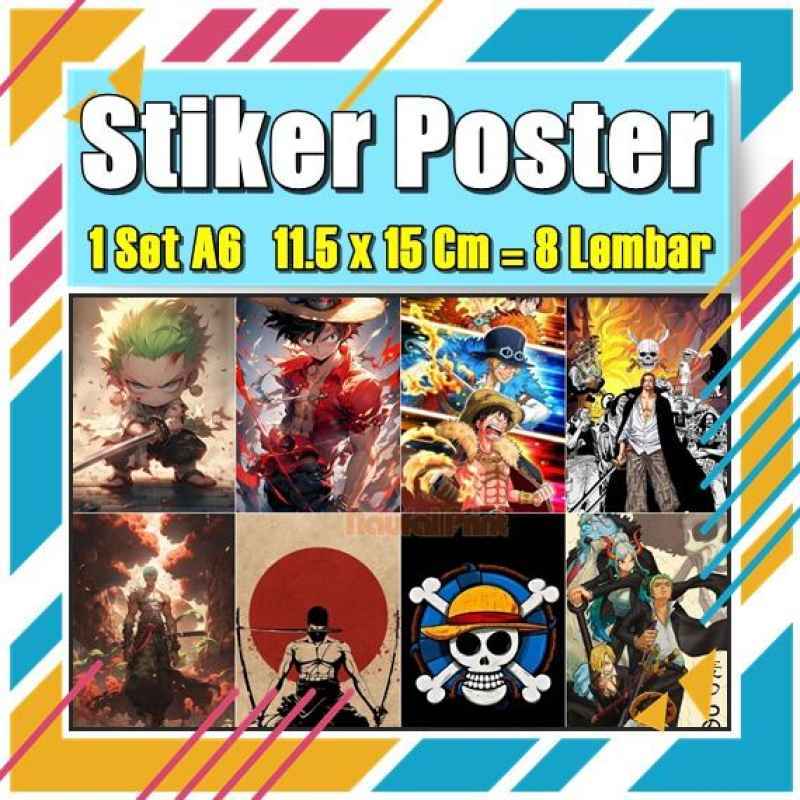 Jual Stiker Label One Piece 3 Luppy Zoro Brock Sanji Coper Nami Robin