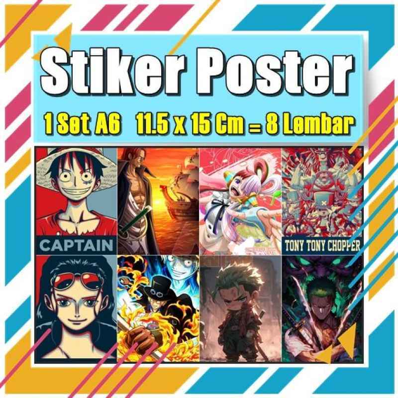 Jual Stiker Label One Piece 3 Luppy Zoro Brock Sanji Coper Nami Robin