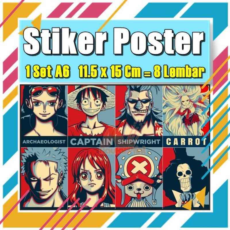 Jual Stiker Label One Piece 3 Luppy zoro Brock sanji coper nami robin ...