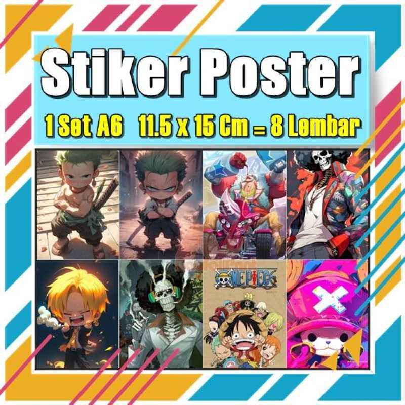 Jual Stiker Label One Piece 3 Luppy Zoro Brock Sanji Coper Nami Robin