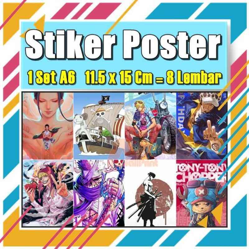 Jual Stiker Label One Piece 3 Luppy Zoro Brock Sanji Coper Nami Robin