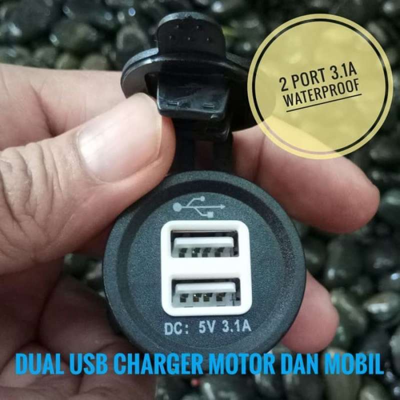 Promo Dual Usb Charger Motor Mobil Waterproof 3.1A Cocok Buat Nmax ...