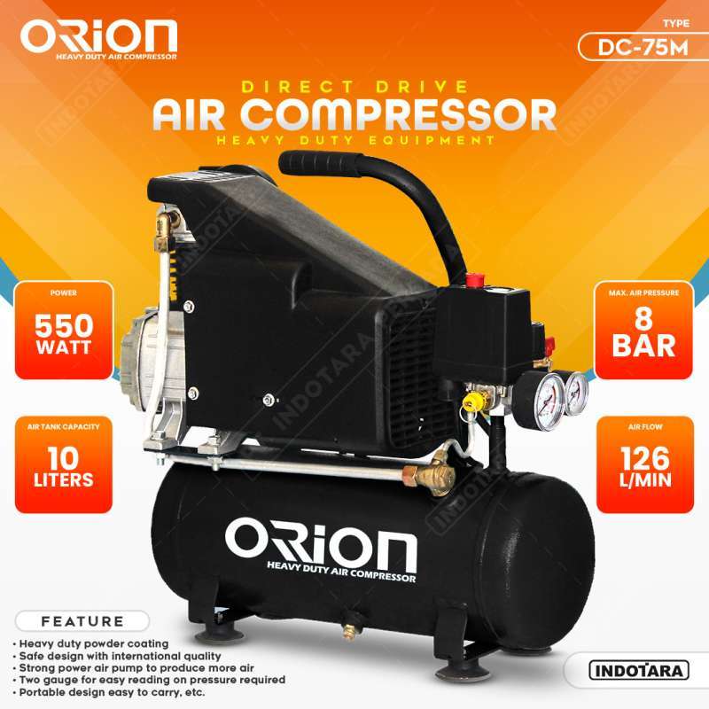 Jual Kompresor Angin 0.75 Kw 3/4 HP 10L Air Compressor Orion type DC75M Matte Black di Seller PT ...