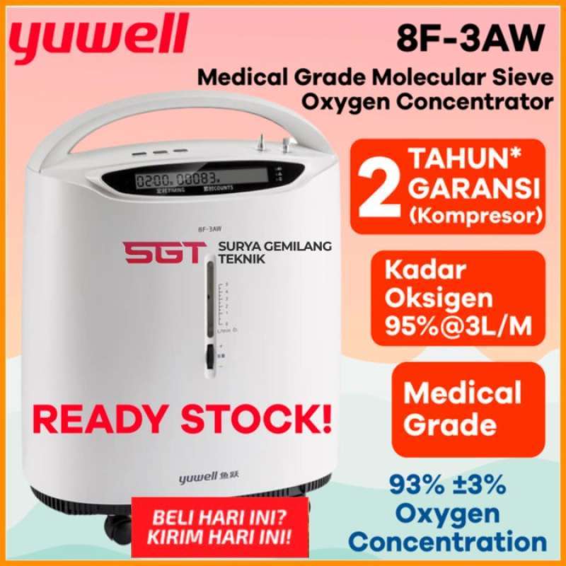 Promo YUWELL 8F-3AW Oxygen Concentrator 3LPM / Mesin Generator Oksigen ...