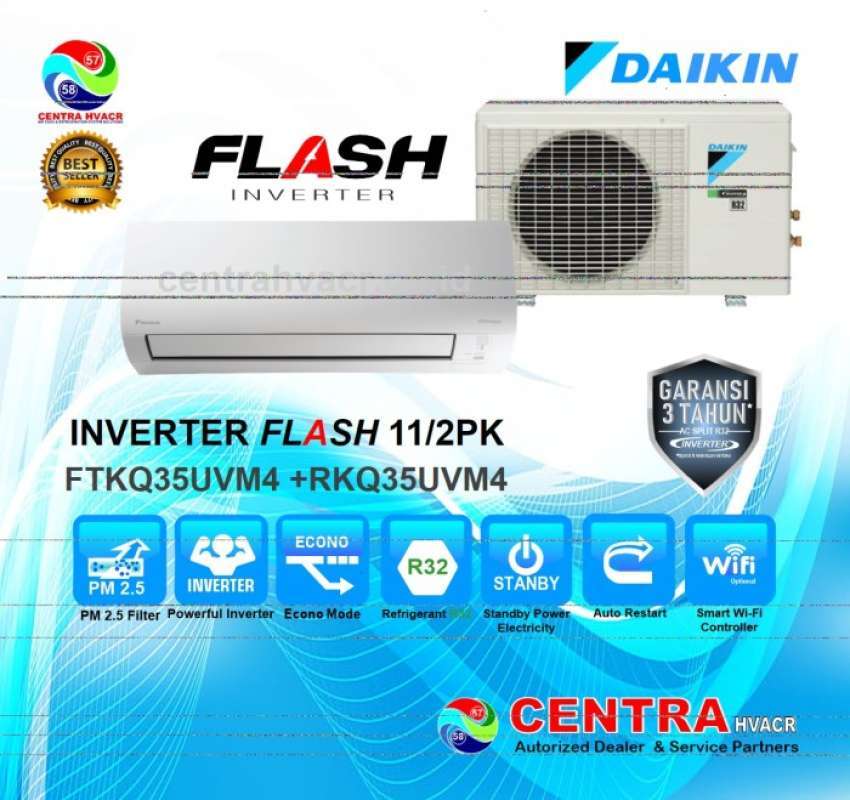 Promo AC SPLIT DAIKIN INVERTER FLASH 1,5 PK MODEL FTKQ35UVM4 ...