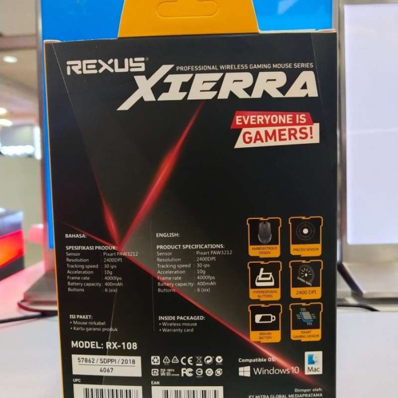 Jual Rexus Rx-108 Mouse Gaming Xierra Rgb Wireless + Usb ( Black ) Di ...