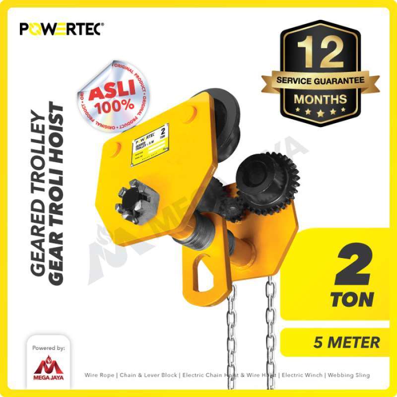 Promo Geared Trolley / Gear Troli Hoist 2 Ton x 5 Meter POWERTEC Diskon ...